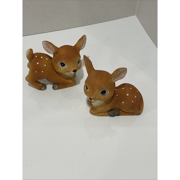Homco | Art | Vintage Pair Homco Baby Deer Fawns Playful Ceramic ...